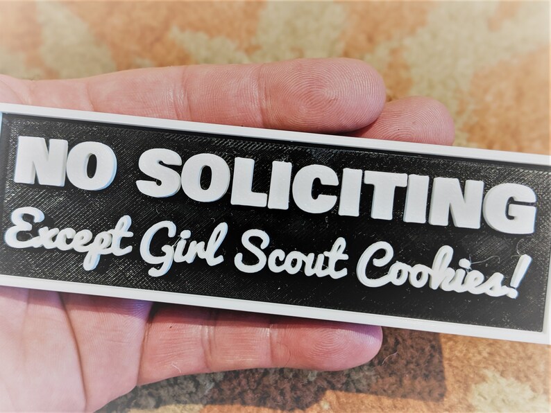 No Soliciting Except Girl Scout Cookies Sign - 3D Printed - Funny ...