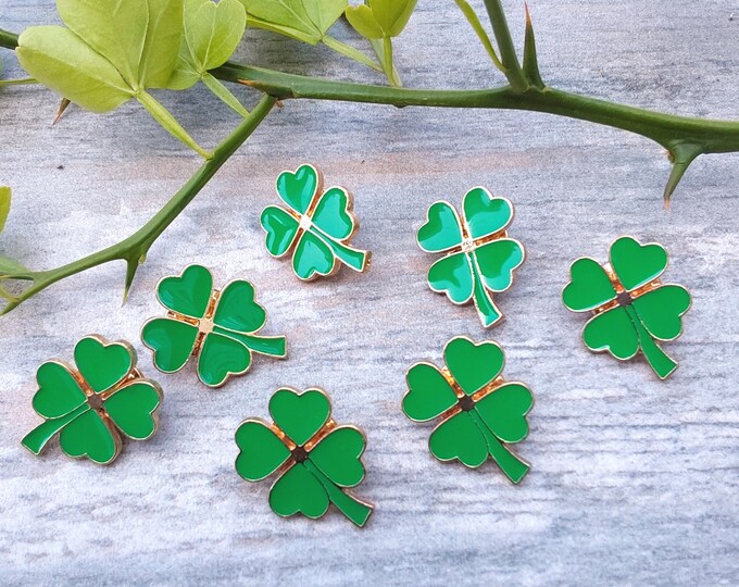 Four Leaf Clover Pin Heart Shape Leaf Lucky Clover 4 Leaf Clover Enamel ...