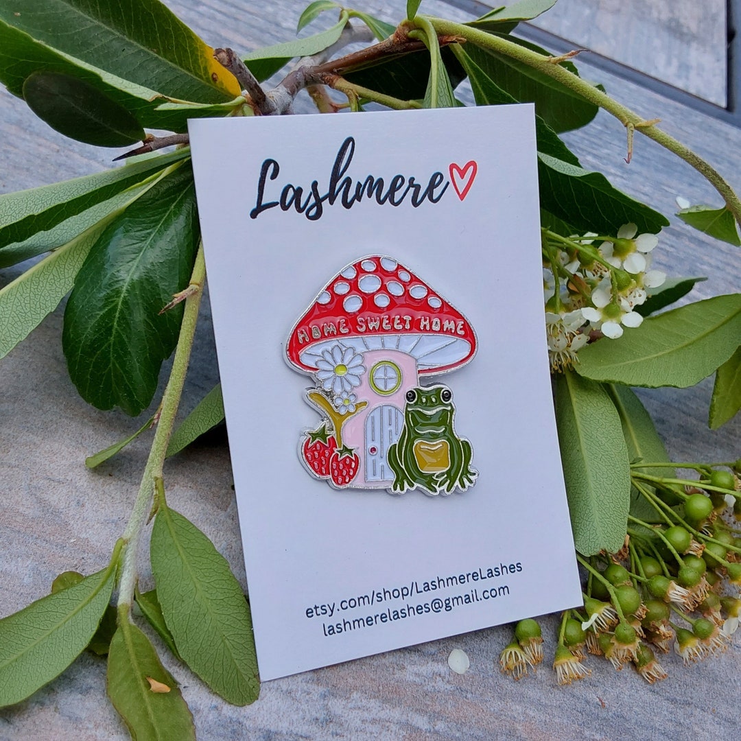 Cute Frog Toad Mushroom House Home Sweet Home Strawberry Enamel Pins ...