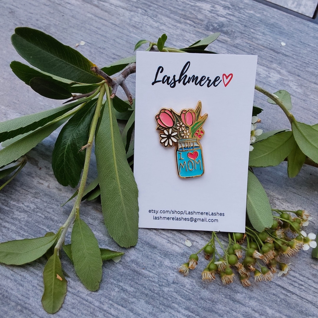 I Love Mom Daisy Tulip Floral Bouquet Flower Enamel Pin – Lapel, Mom ...
