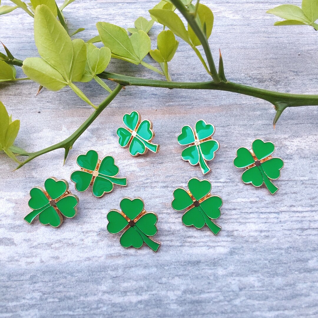 Four Leaf Clover Pin Heart Shape Leaf Lucky Clover 4 Leaf Clover Enamel ...