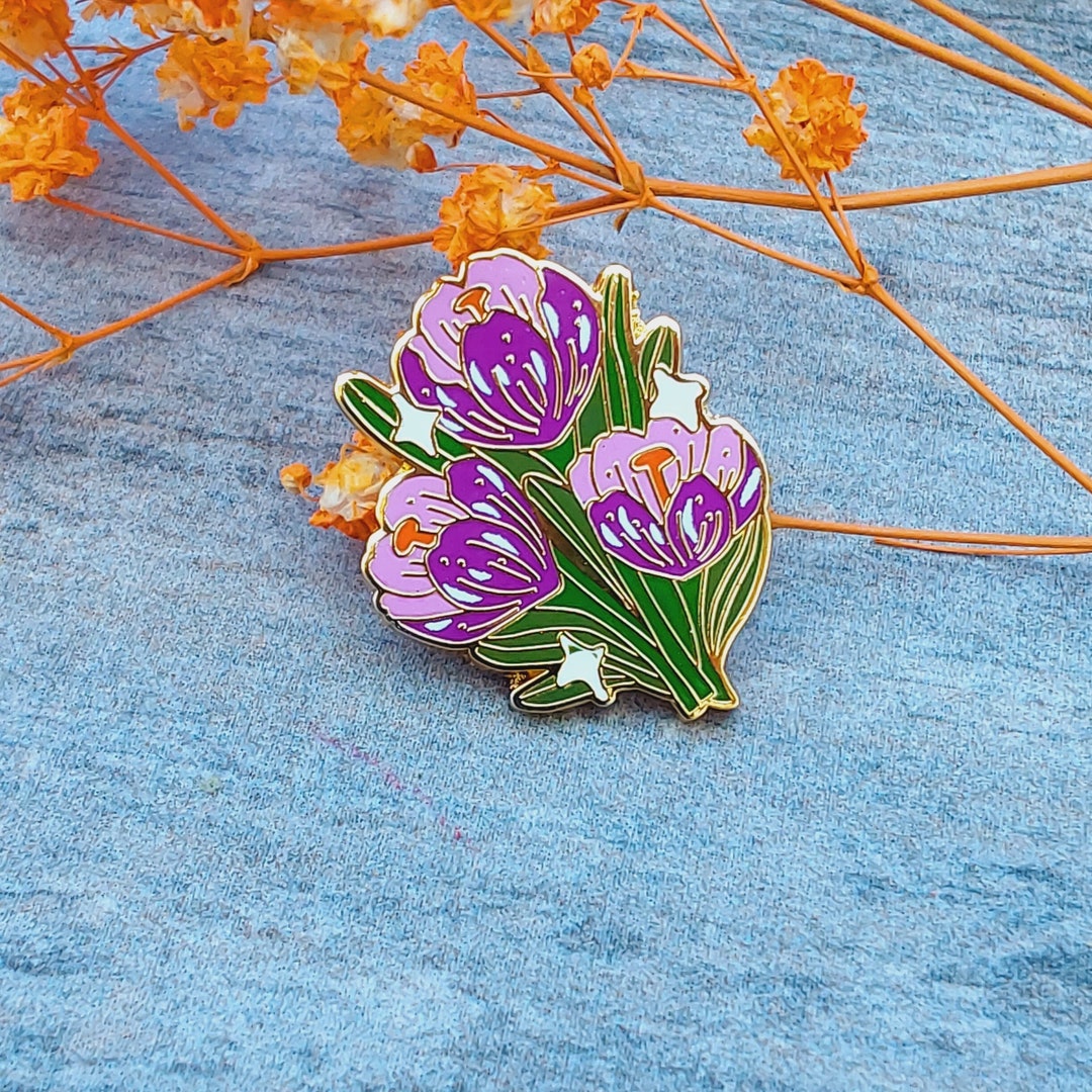 Bouquet of Tulip Flowers Floral Enamel Pin Symbol of Love Plant Flower ...