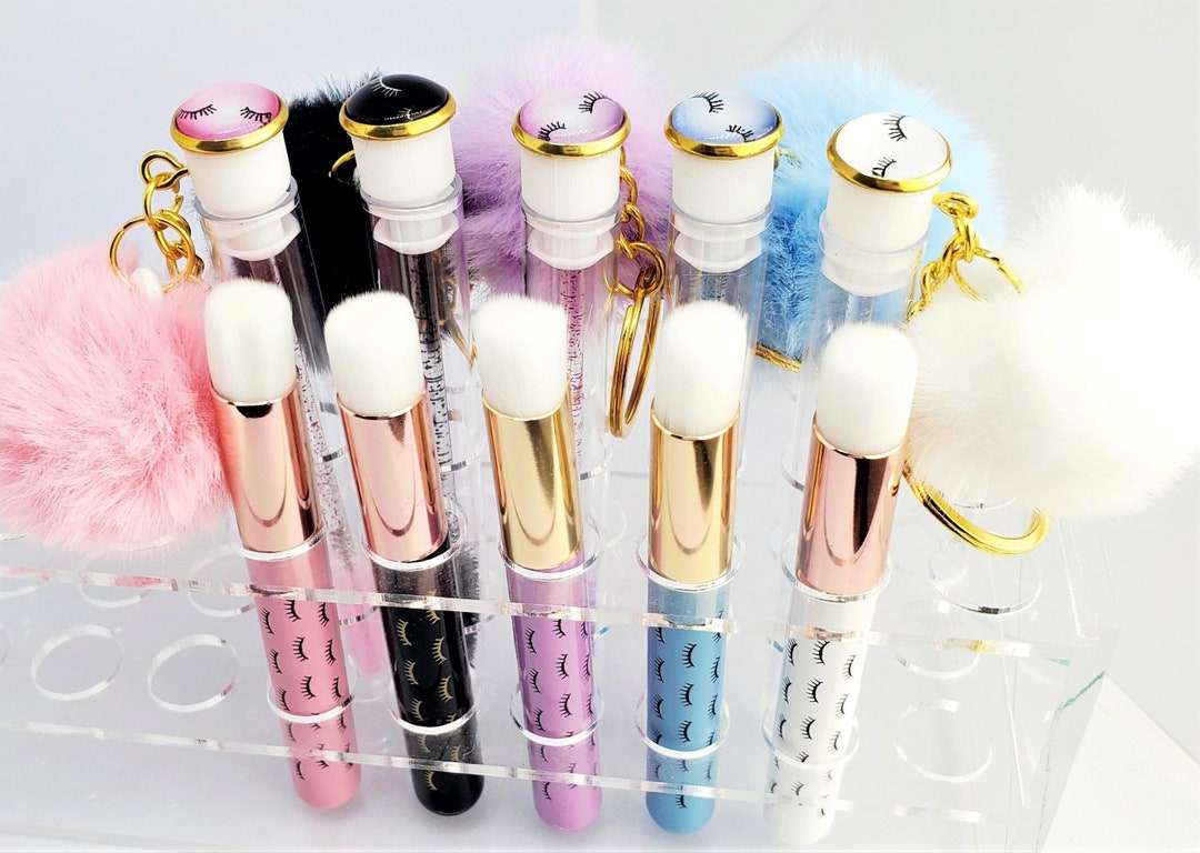 Cute Lash Wink Cleaning Brush & Mascara Brush Keychain With Pom Pom ...