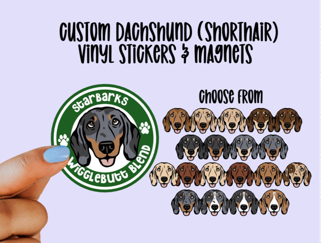 Custom Dachshund Vinyl Stickers and Magnets | Dachshund Dog ...