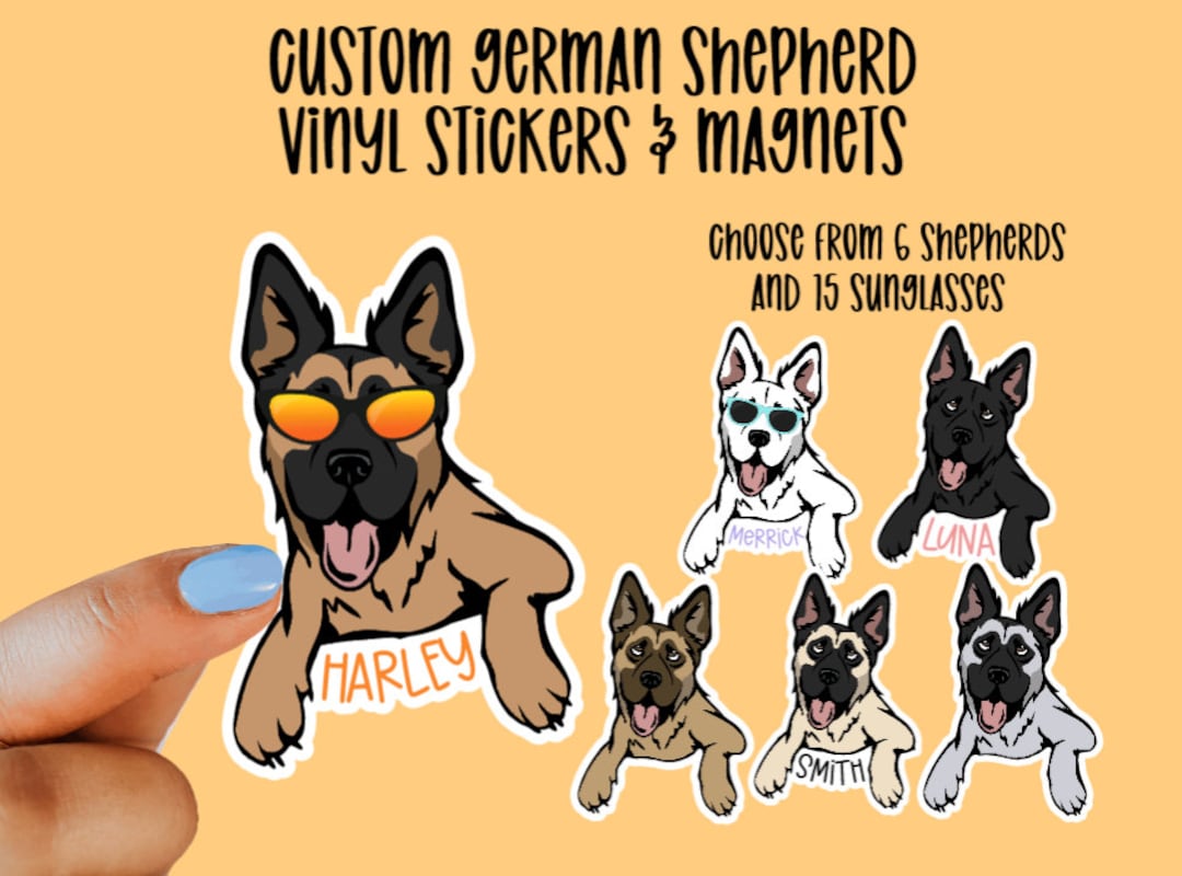 Custom German Shepherd Gift Sticker or Magnet, Custom Dog Sticker, Dog ...