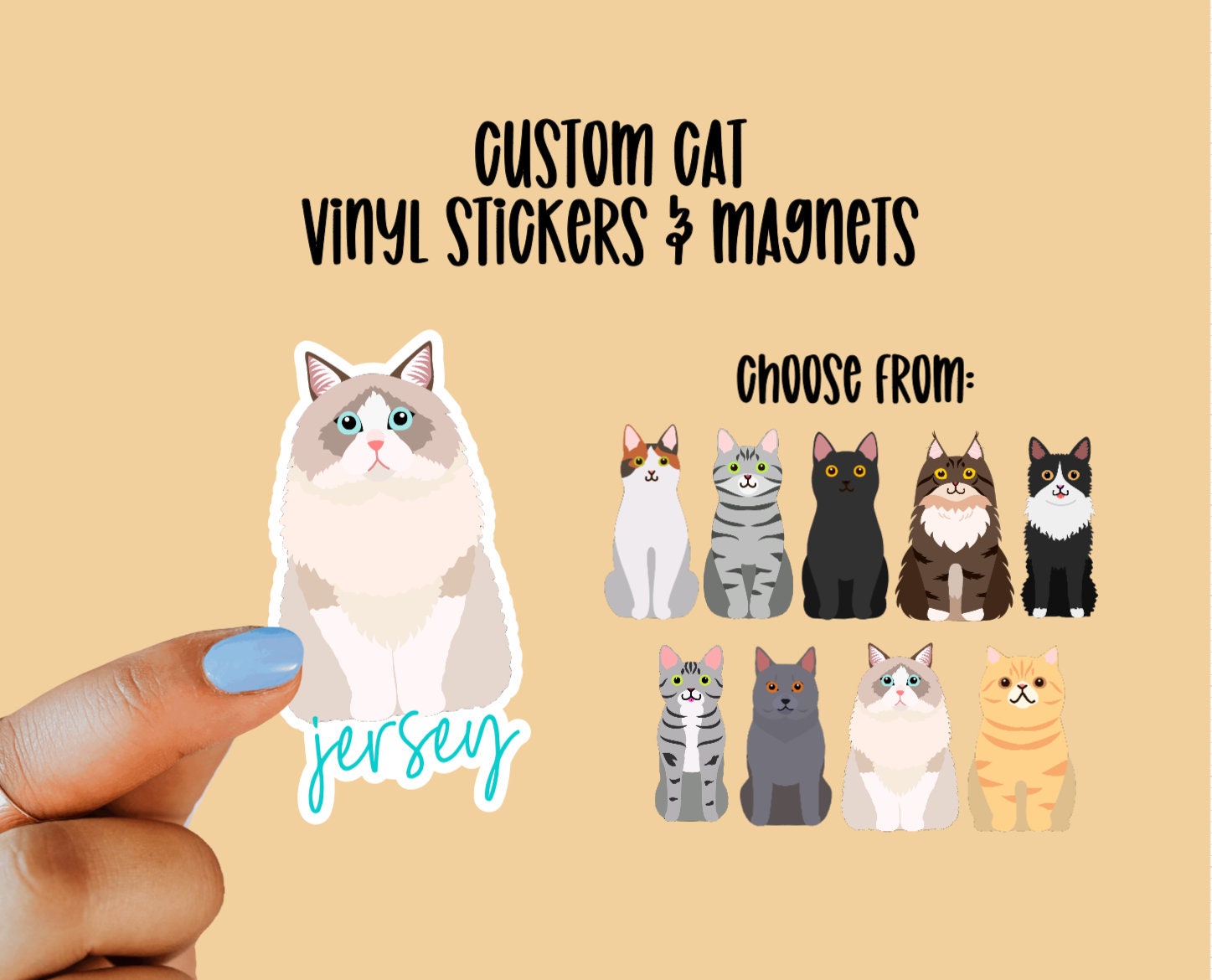 Custom Cat Stickers & Magnets Laptop Stickers Waterproof - Etsy