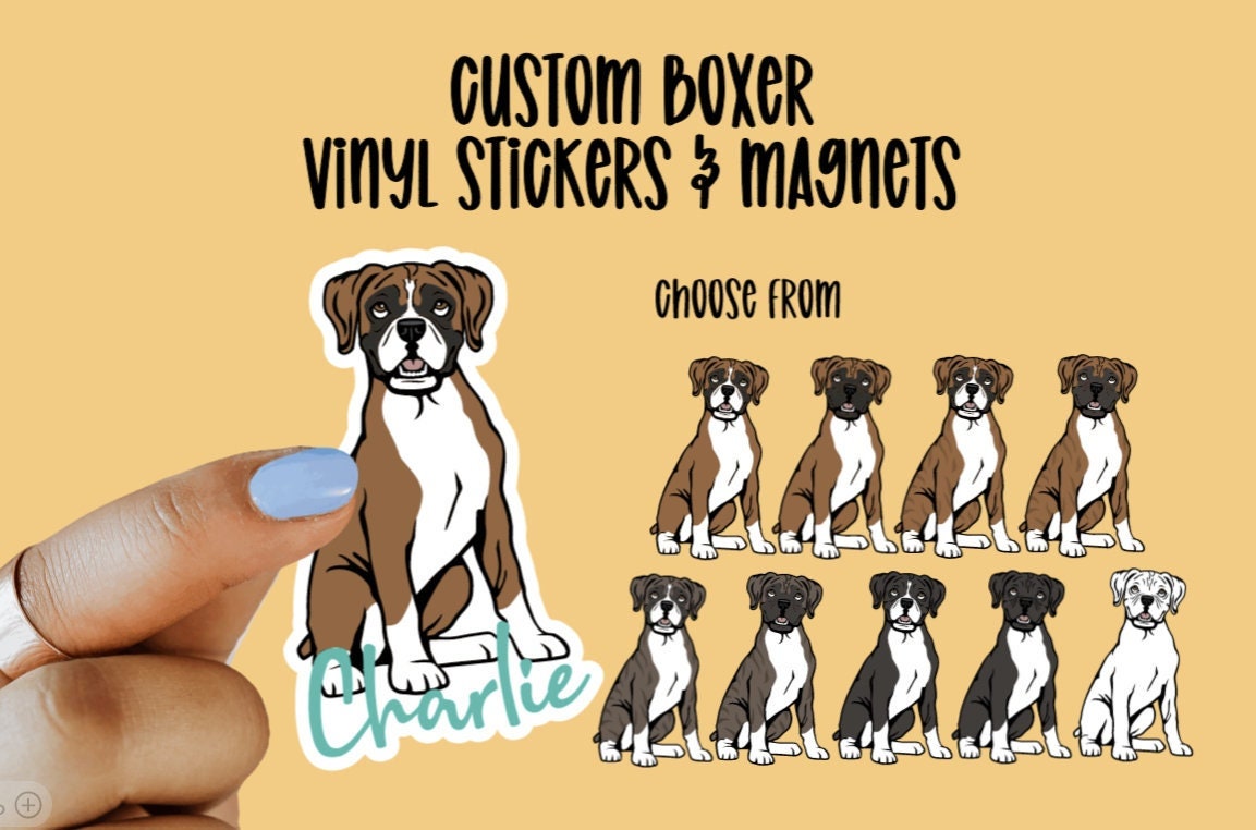 Personalized Boxer Vinyl Stickers and Magnets Custom Sticker - Etsy