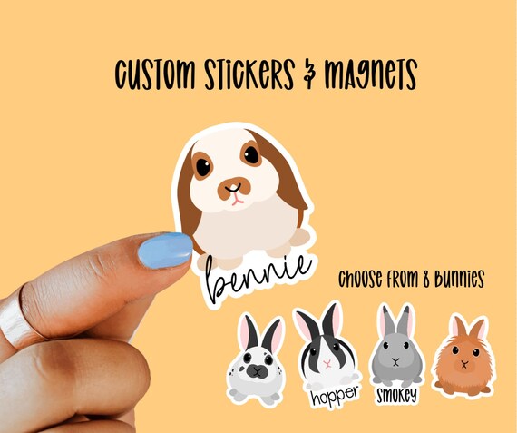 Custom Bunny Stickers and Magnets Water Bottle Stickers - Etsy