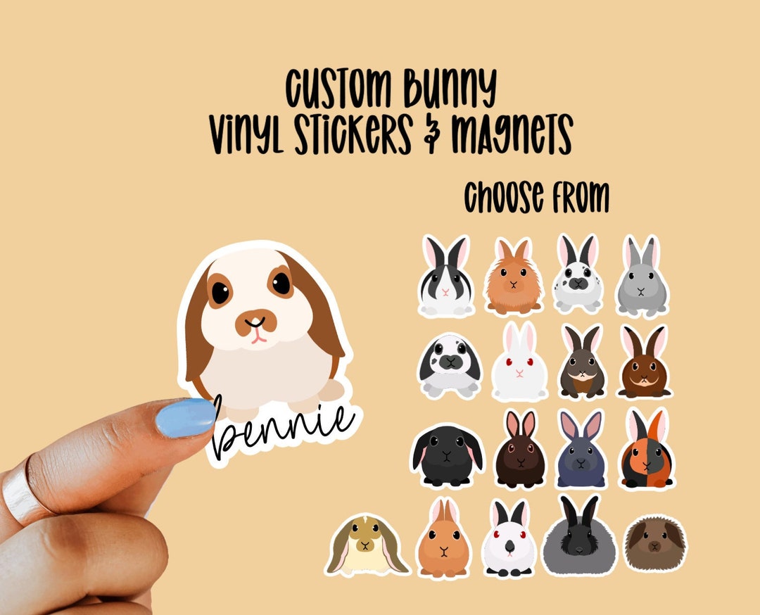 Custom Bunny Stickers and Magnets, Water Bottle Stickers, Laptop ...