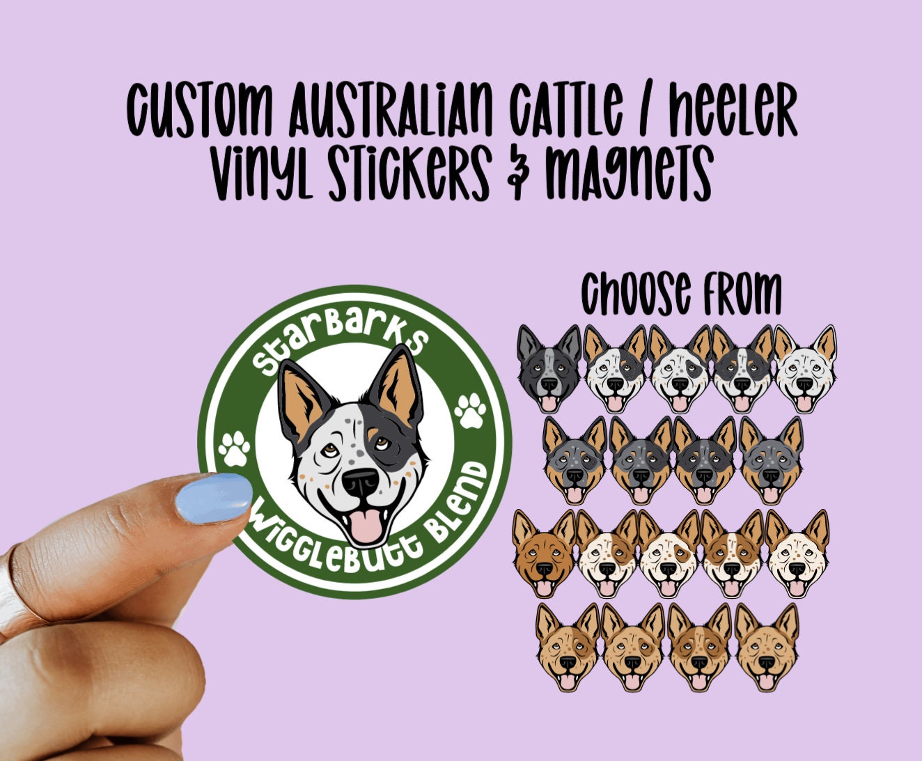 Custom Australian Cattle Dog, Blue Heeler, Red Heeler Vinyl Stickers ...