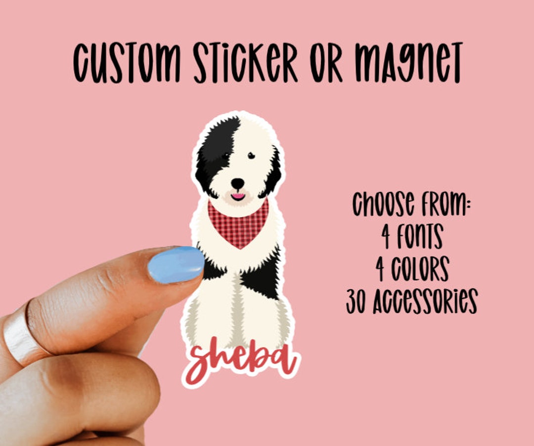 Custom Sheepadoodle Gift Sticker or Magnet, Custom Dog Sticker, Dog ...