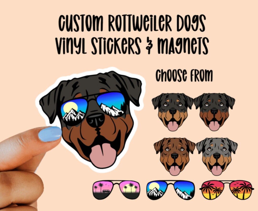 Custom Rottweiler Vinyl Stickers and Magnets | Rottweiler Dog ...