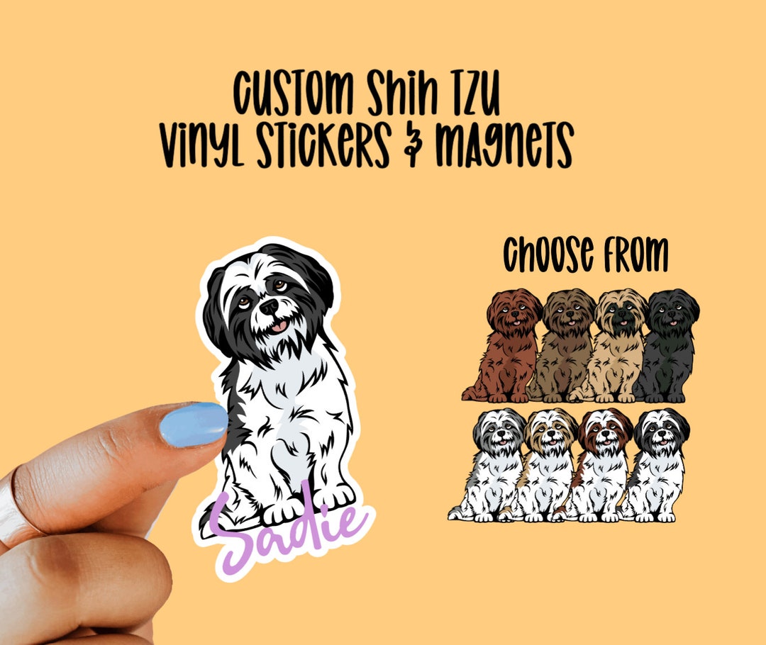 Custom Shih Tzu Vinyl Stickers and Magnets | Shih Tzu | Waterproof ...
