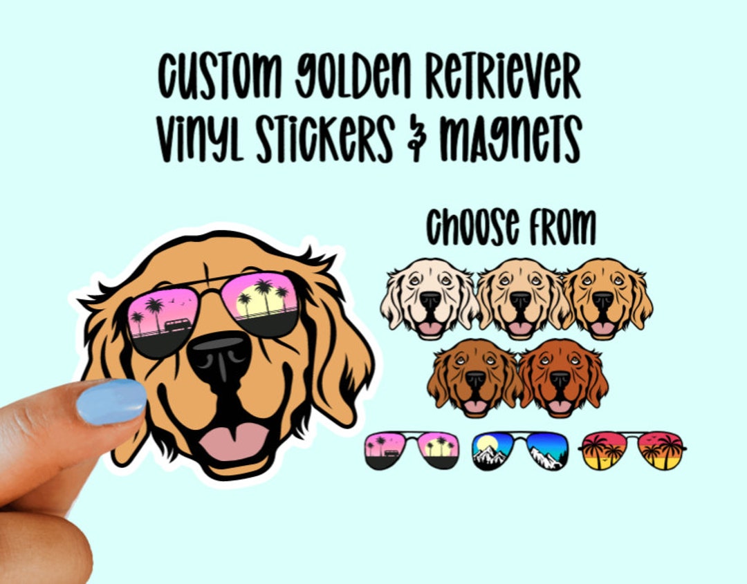 Custom Golden Retriever Vinyl Stickers & Magnets, Gift for Golden ...