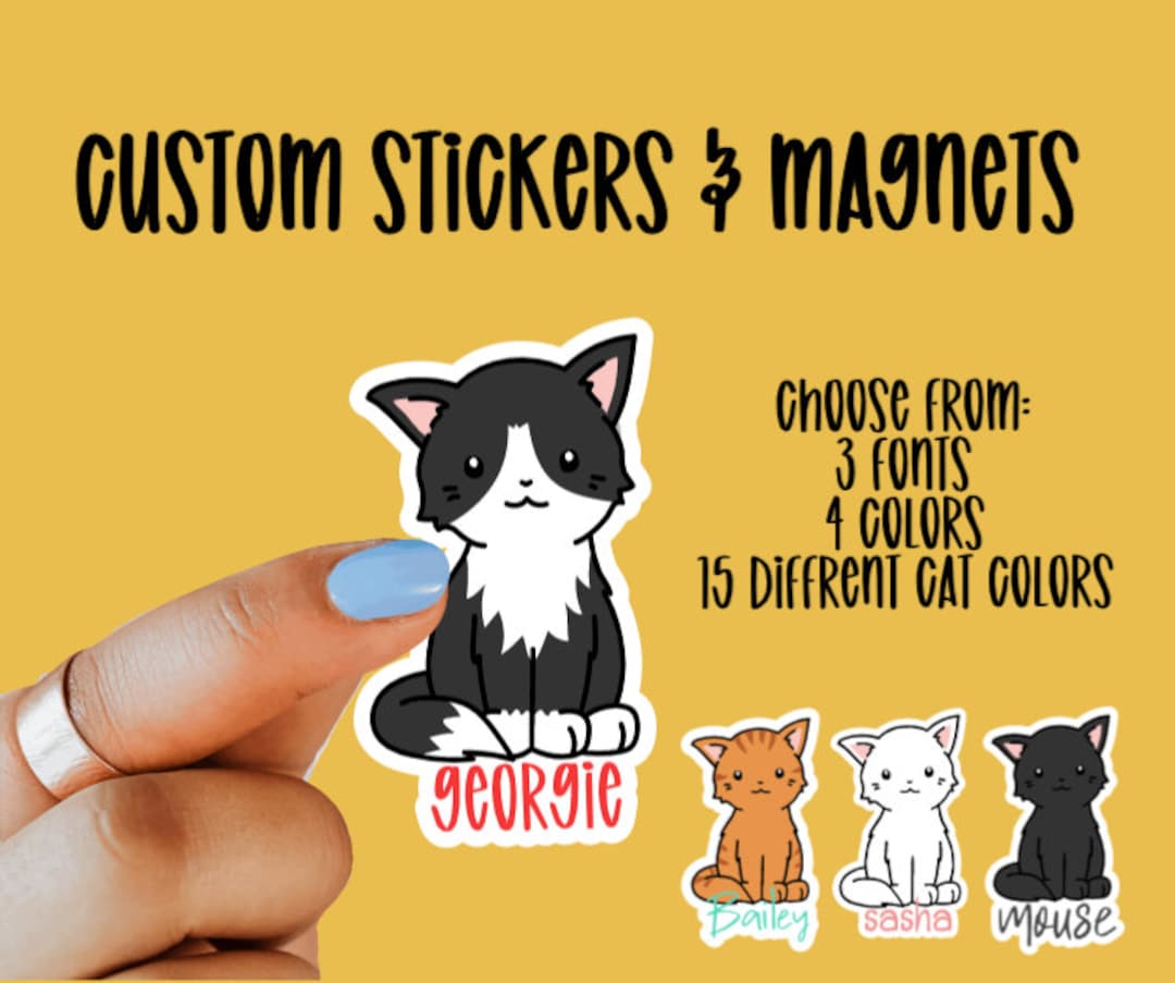 Custom Cat Stickers & Magnets, Laptop Stickers, Waterproof and ...
