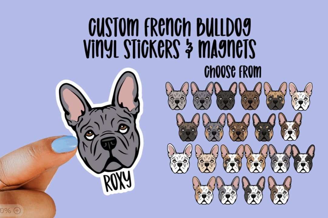 Custom Vinyl French Bulldog Stickers and Magnets | Frenchie Stickers ...