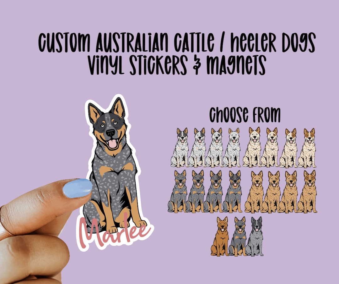 Custom Australian Cattle Dog, Blue Heeler, Red Heeler Vinyl Stickers ...