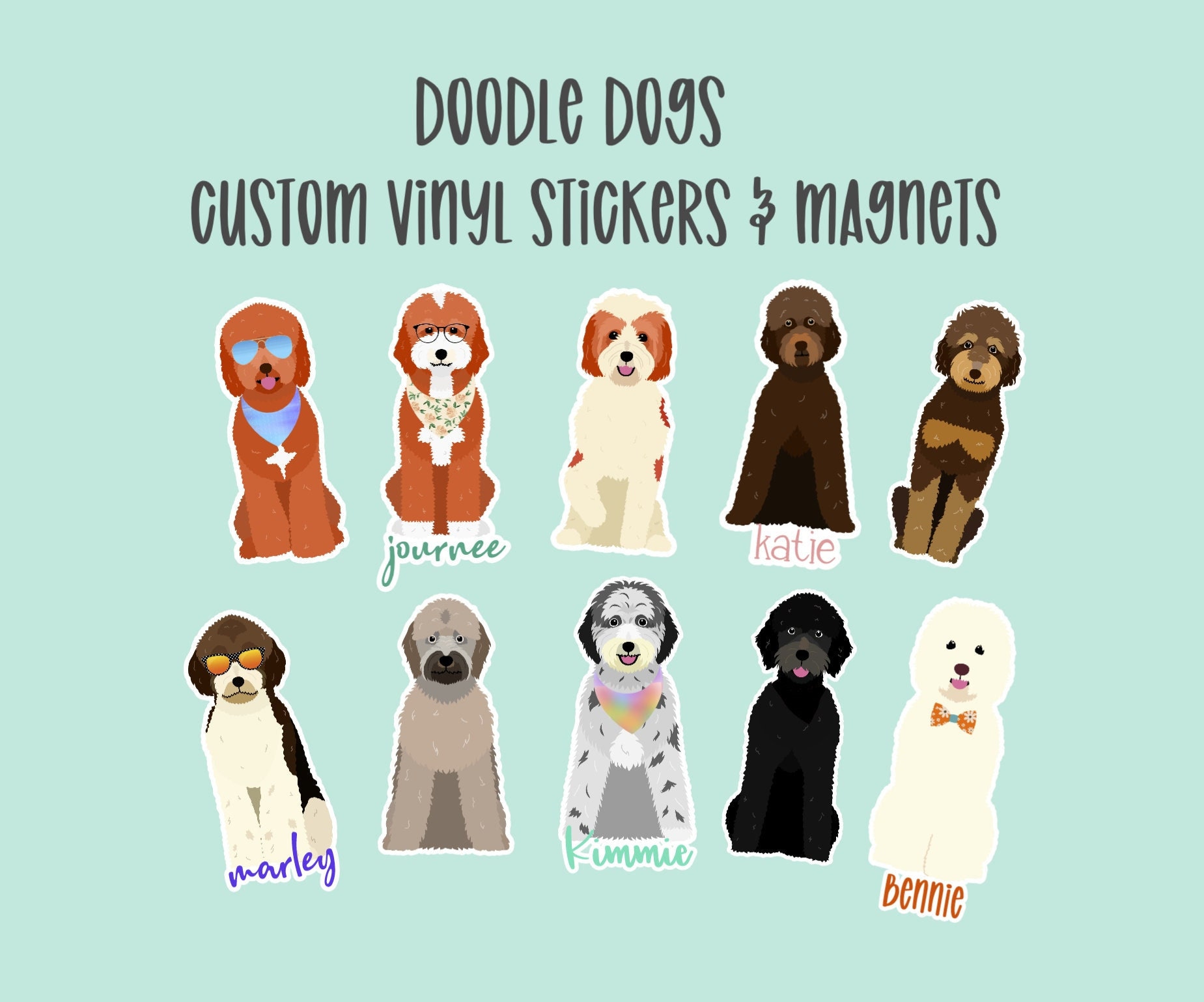 Custom Doodle Sticker Goldendoodle Labradoodle - Etsy
