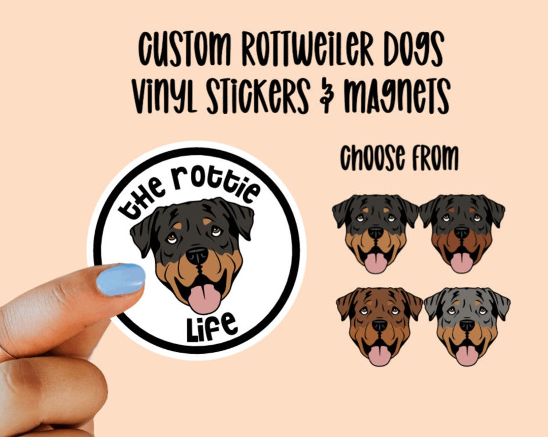 Custom Rottweiler Vinyl Stickers and Magnets | Rottweiler Dog ...