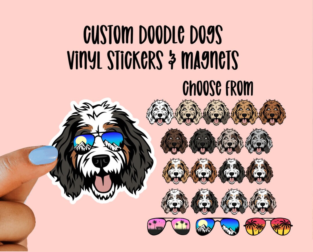 Custom Vinyl Doodle Stickers and Magnets | Bernedoodle | Aussiedoodle ...