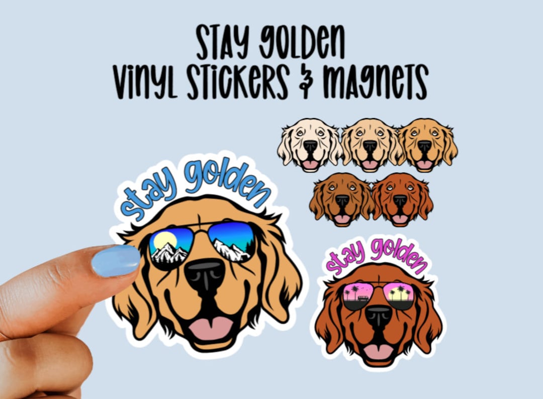 Custom Golden Retriever Vinyl Stickers & Magnets, Gift for Golden ...