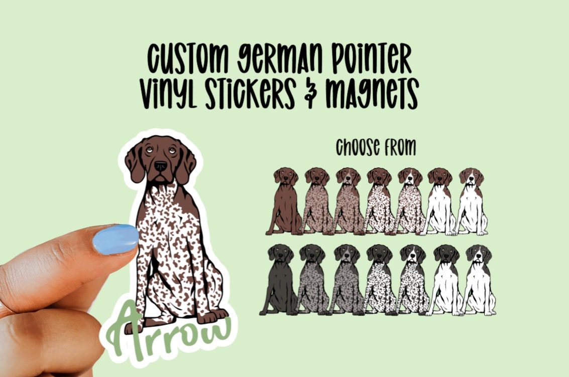 Custom German Pointer Vinyl Stickers and Magnets German - Etsy