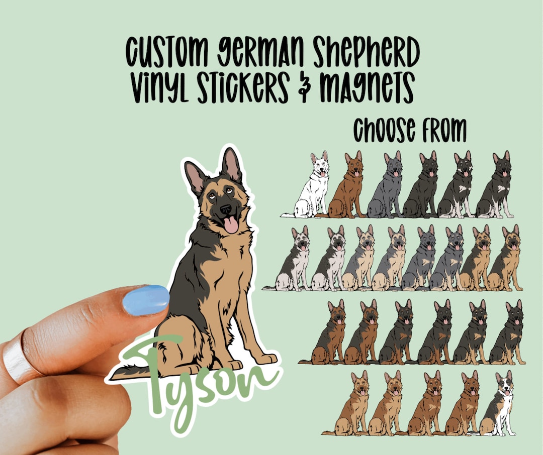 Custom German Shepherd Vinyl Stickers & Magnets, Gift for German Shepherd Lover, Laptop Sticker ...