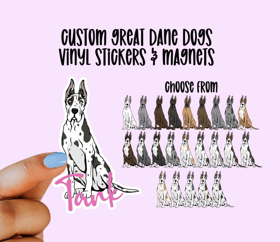 Custom Great Dane Vinyl Stickers and Magnets | Waterproof Vinyl ...