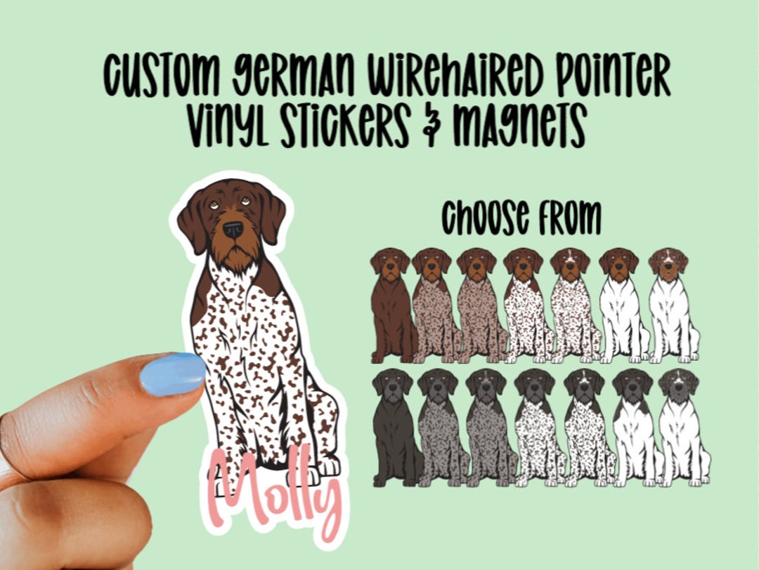 Custom German Wirehaired Pointer Vinyl Stickers and Magnets | German ...