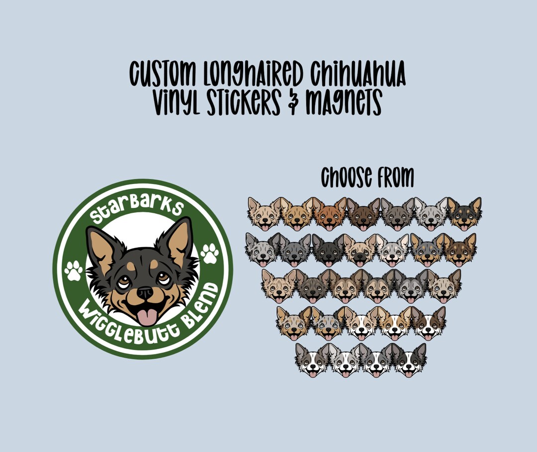 Custom Chihuahua Vinyl Stickers and Magnets | Chihuahua Dog ...