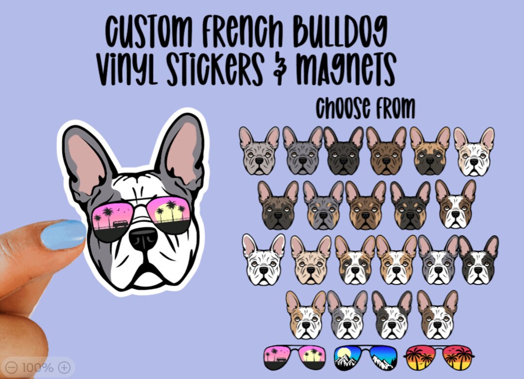 Custom Vinyl French Bulldog Stickers and Magnets | Frenchie Stickers ...