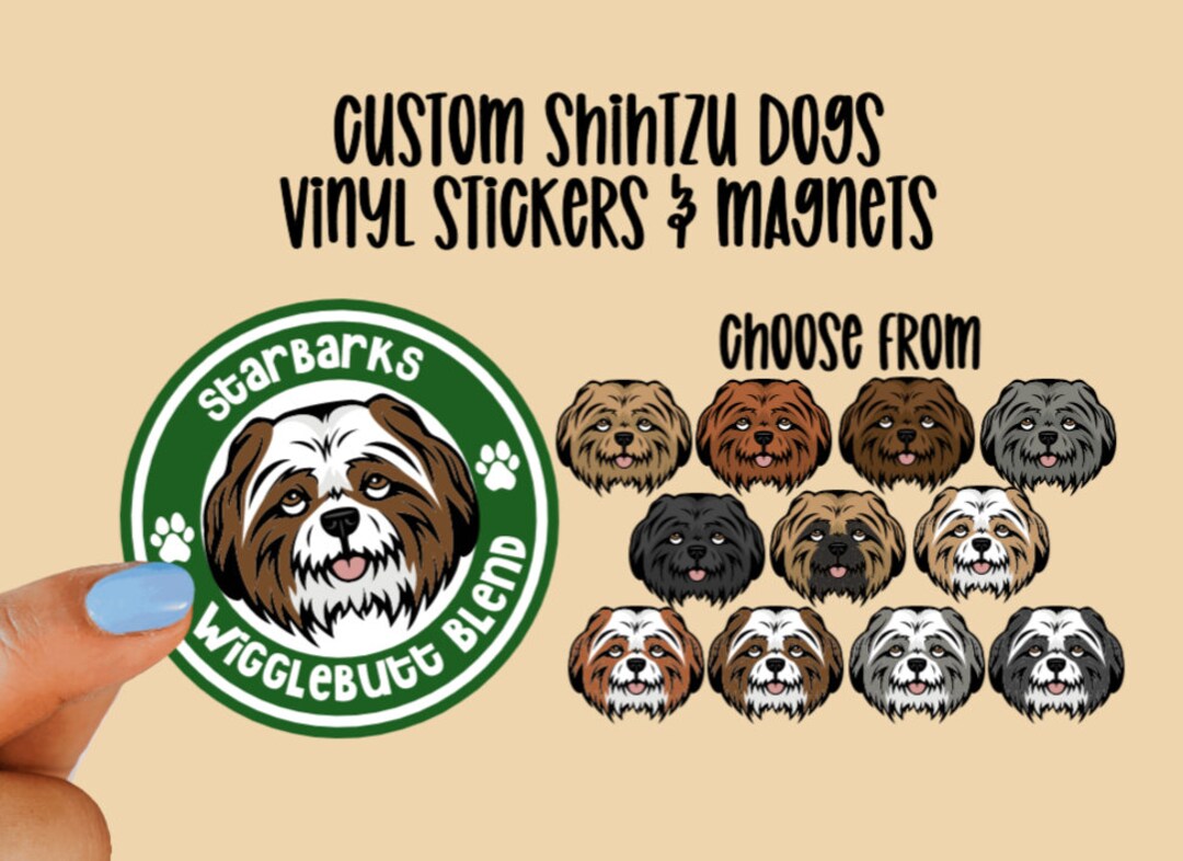 Custom Shih Tzu Vinyl Stickers and Magnets | Shih Tzu | Waterproof ...