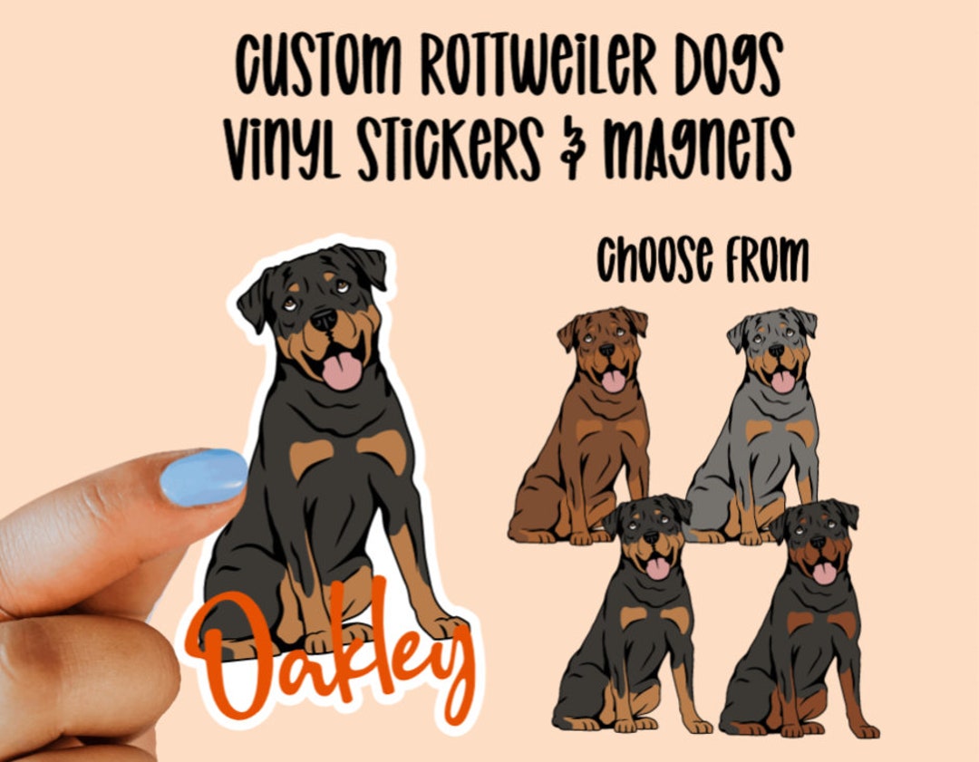 Custom Rottweiler Vinyl Stickers and Magnets | Rottweiler Dog ...