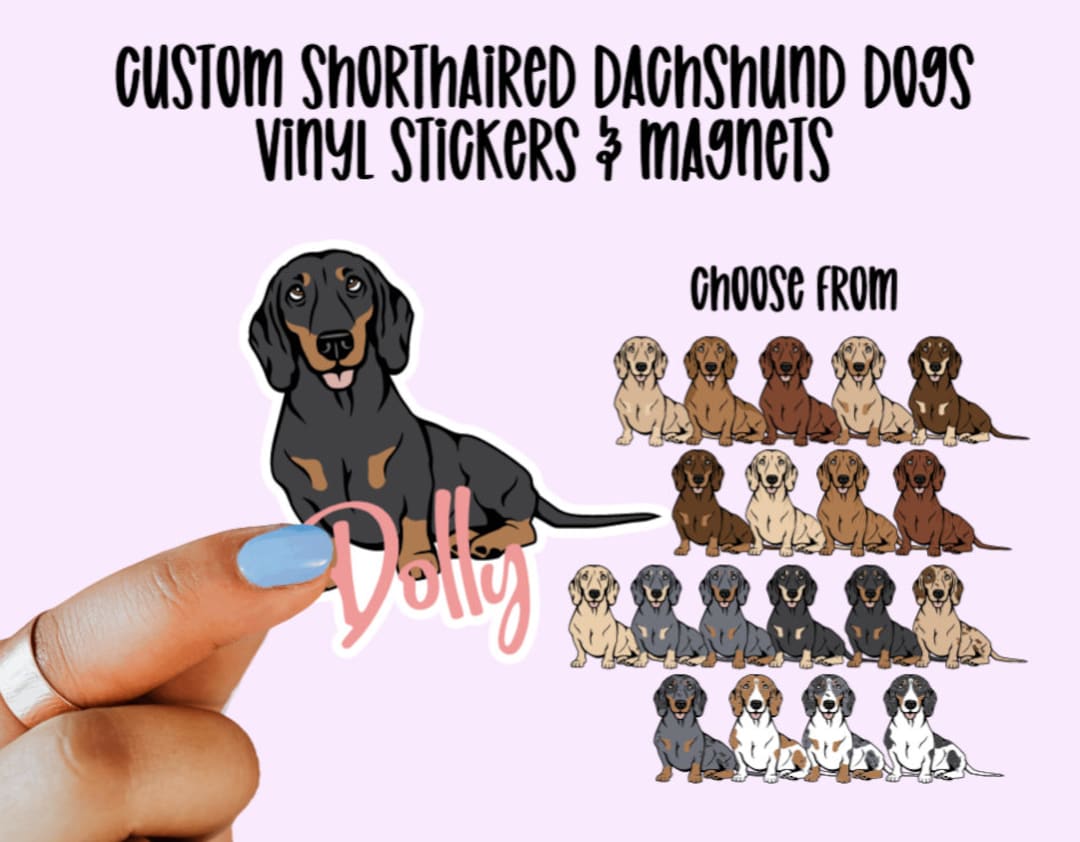 Custom Dachshund Vinyl Stickers and Magnets | Dachshund Dog ...