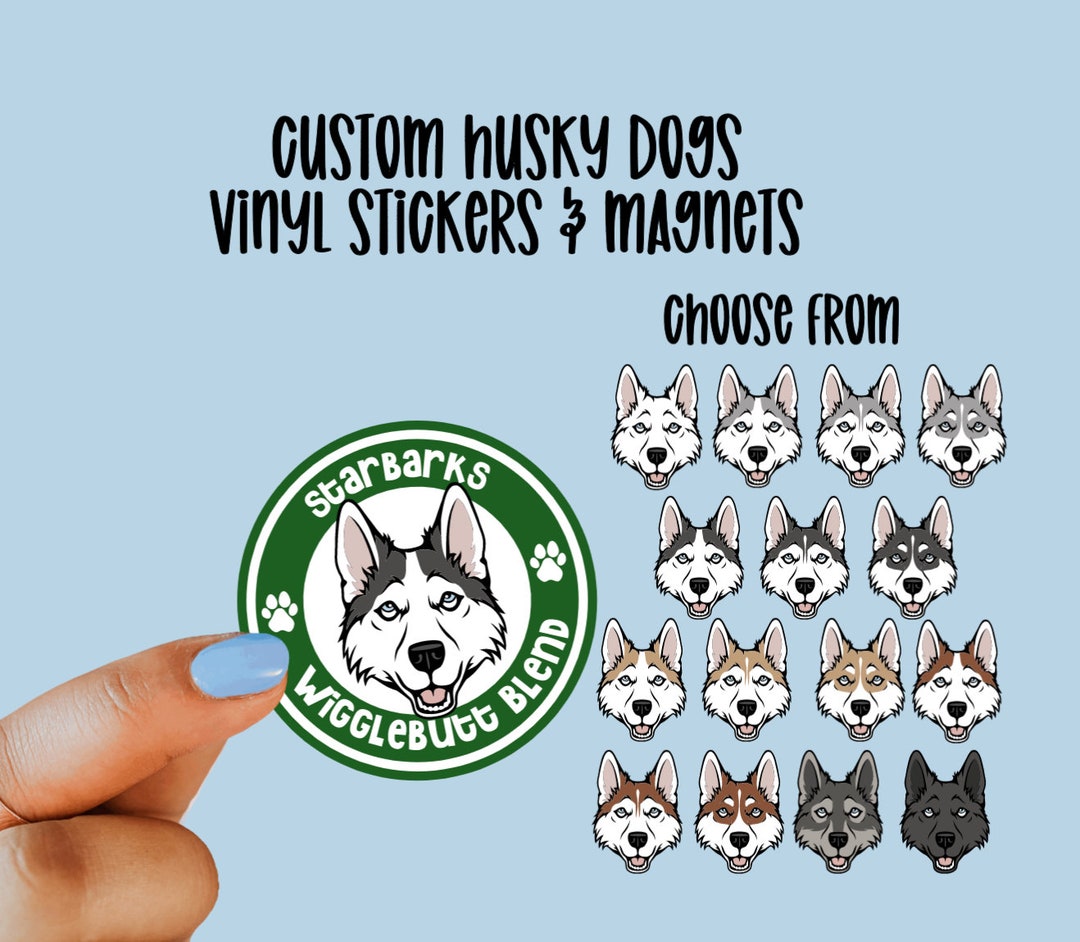 Custom Siberian Husky Vinyl Stickers and Magnets | Siberian Husky ...