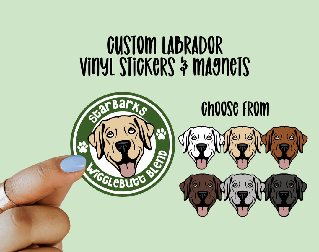 Custom Labrador Vinyl Stickers and Magnets, Black Lab,yellow Lab ...