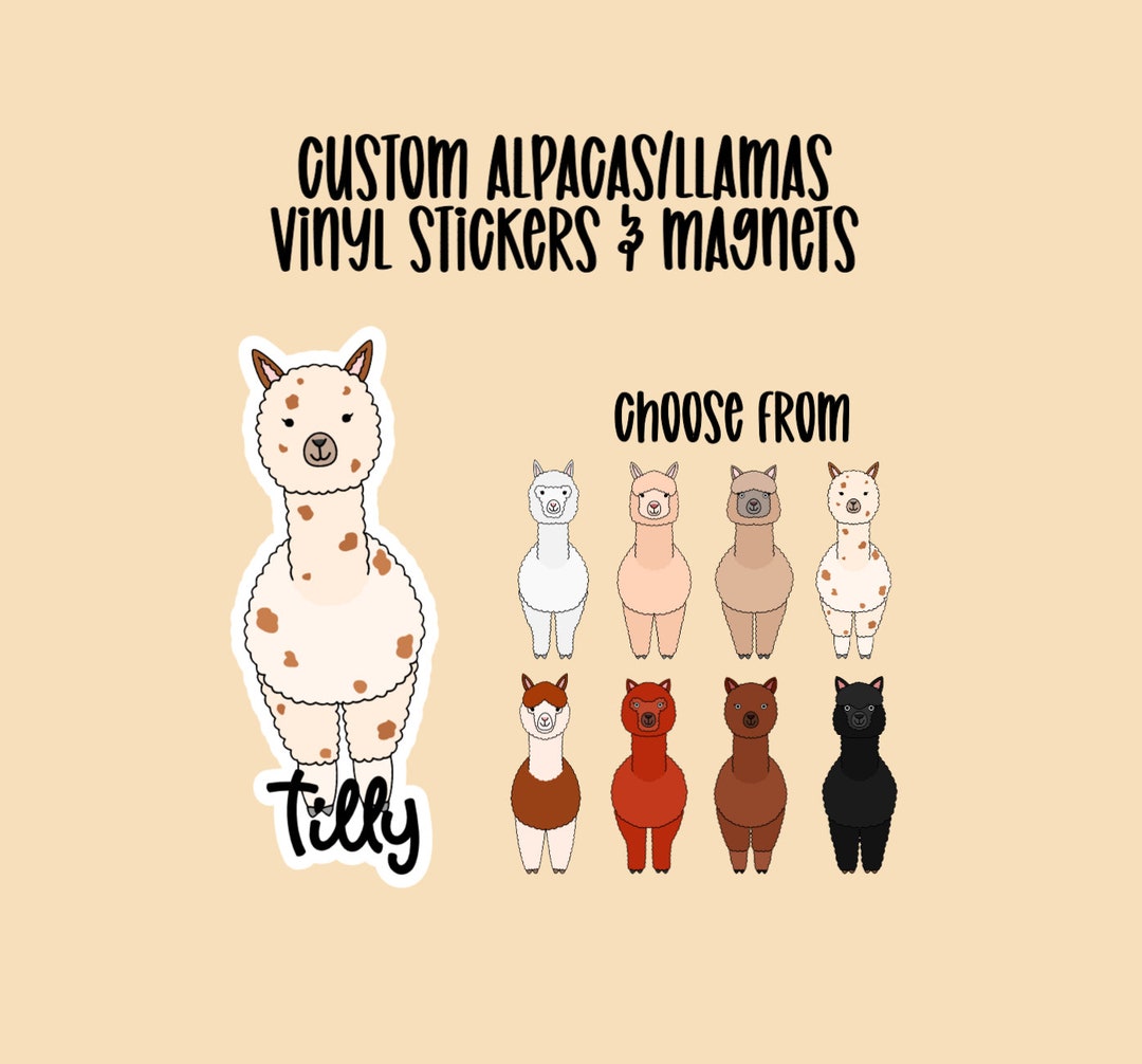 Custom Alpaca & Llama Vinyl Stickers and Magnets | Cute Stickers ...