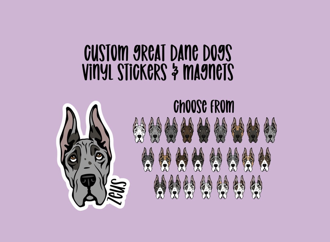 Custom Great Dane Vinyl Stickers and Magnets | Waterproof Vinyl ...