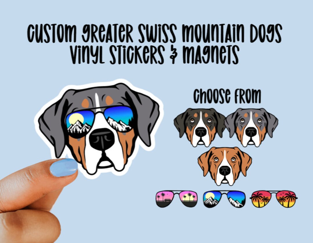 Custom Greater Swiss Mountain Dog Vinyl Stickers and Magnets | Swiss ...