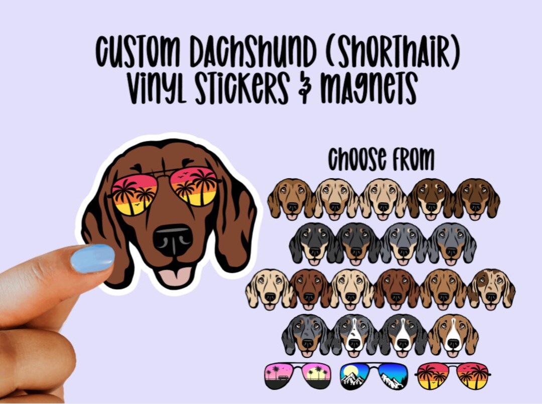 Custom Dachshund Vinyl Stickers and Magnets | Dachshund Dog ...
