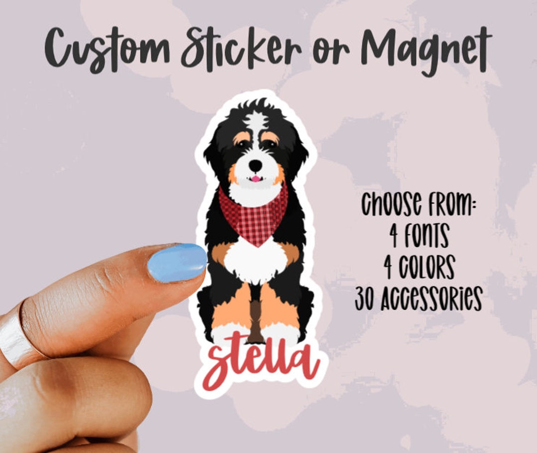 Custom Bernedoodle Gift Sticker or Magnet, Custom Dog Sticker, Dog ...
