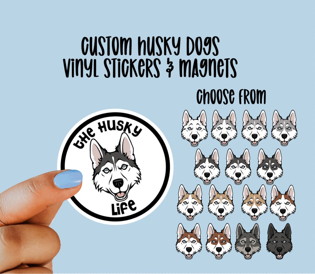 Custom Siberian Husky Vinyl Stickers and Magnets | Siberian Husky ...