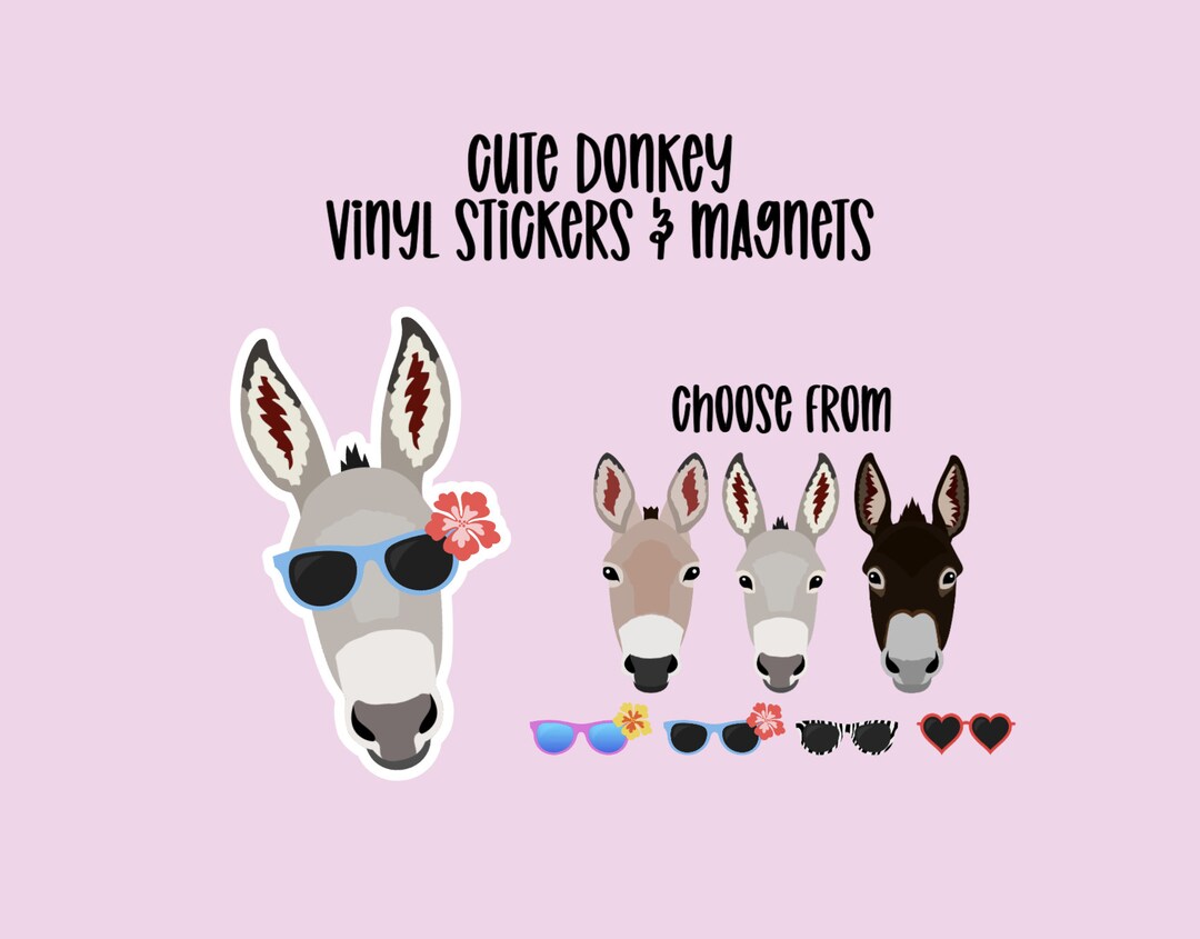 Custom Donkey Vinyl Stickers and Magnets, Personalized Donkey ...