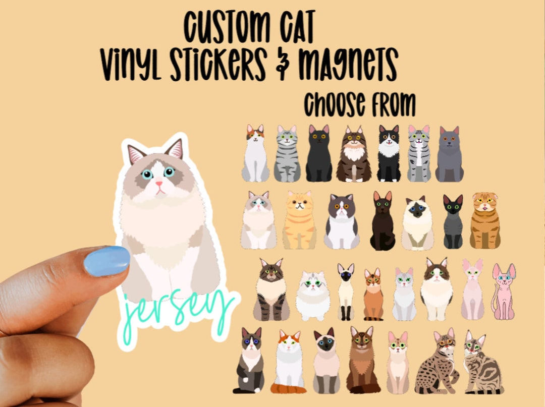 Custom Cat Stickers & Magnets, Laptop Stickers, Waterproof Stickers ...