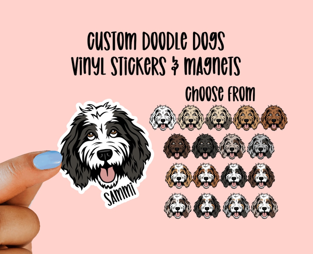 Custom Vinyl Doodle Stickers and Magnets | Bernedoodle | Aussiedoodle ...