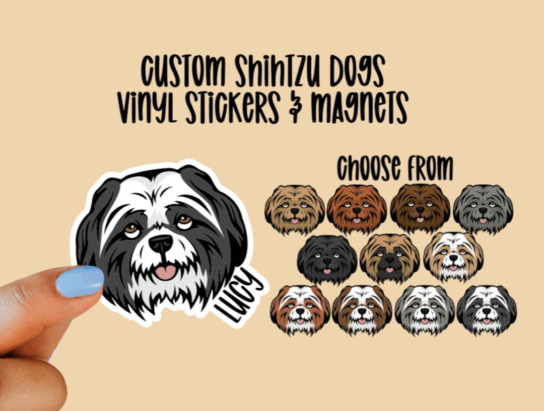 Custom Shih Tzu Vinyl Stickers and Magnets | Shih Tzu | Waterproof ...