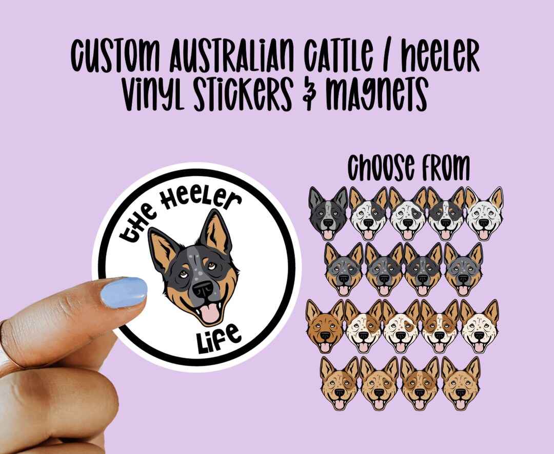 Custom Australian Cattle Dog, Blue Heeler, Red Heeler Vinyl Stickers ...