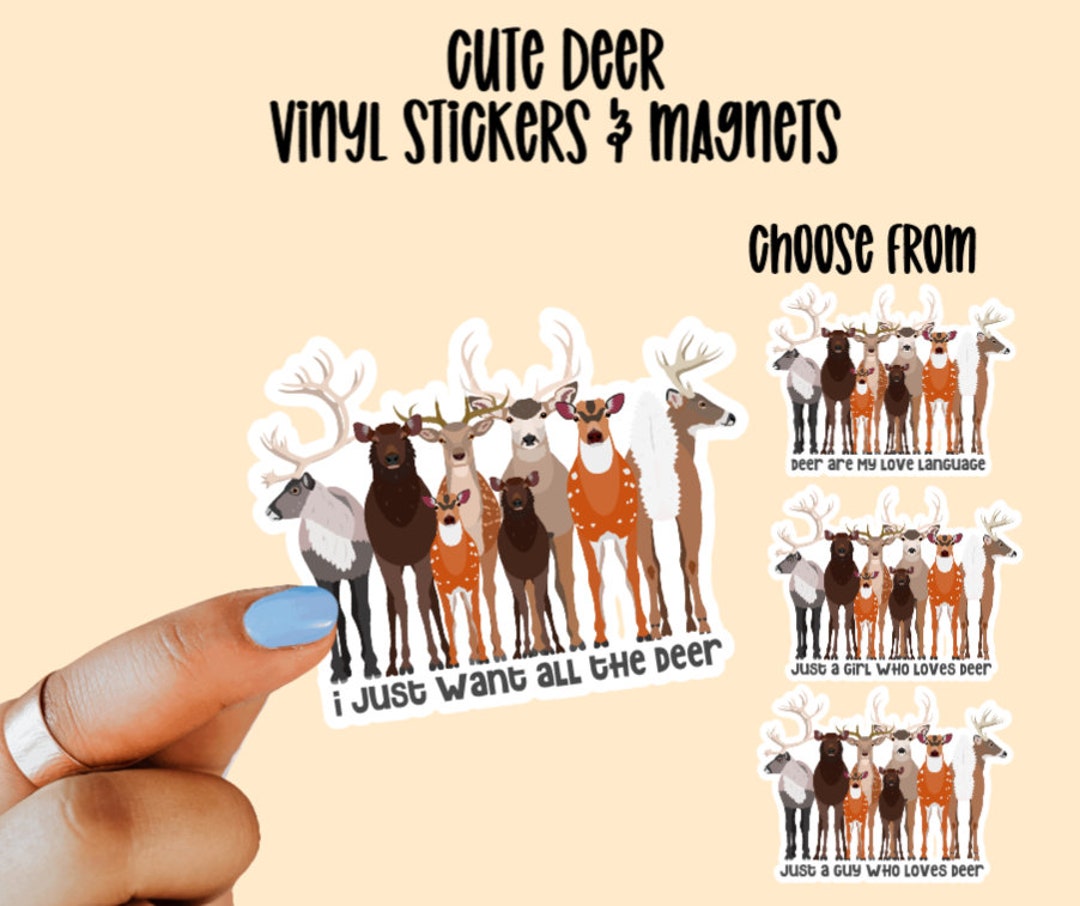 Cute Deer Stickers and Magnets | Vinyl Stickers | Waterproof and ...