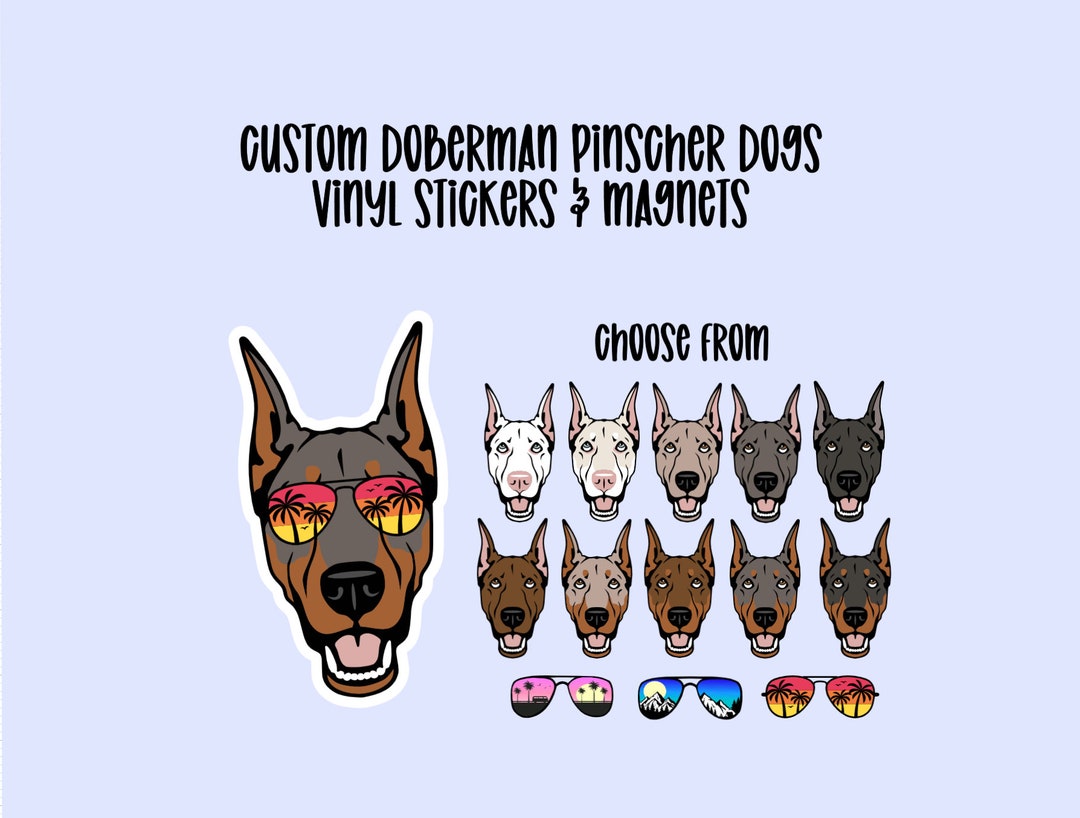 Custom Doberman Pinscher Vinyl Stickers & Magnets, Gift for Doberman ...