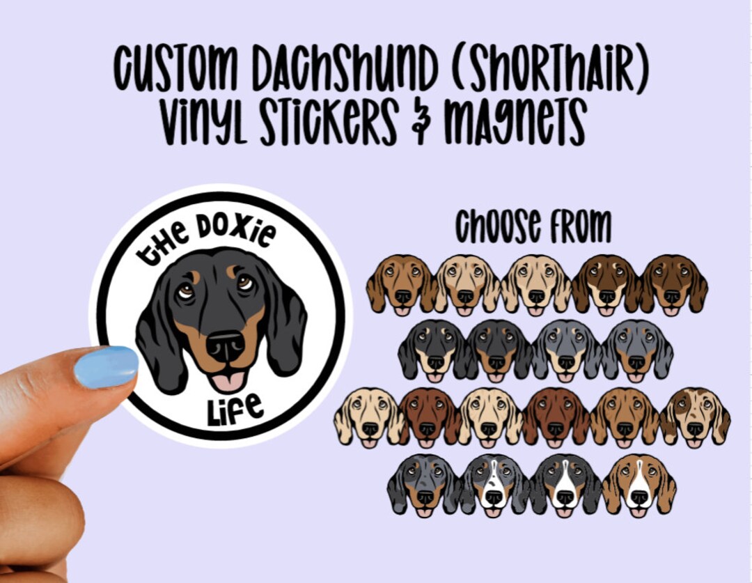 Custom Dachshund Vinyl Stickers and Magnets | Dachshund Dog ...